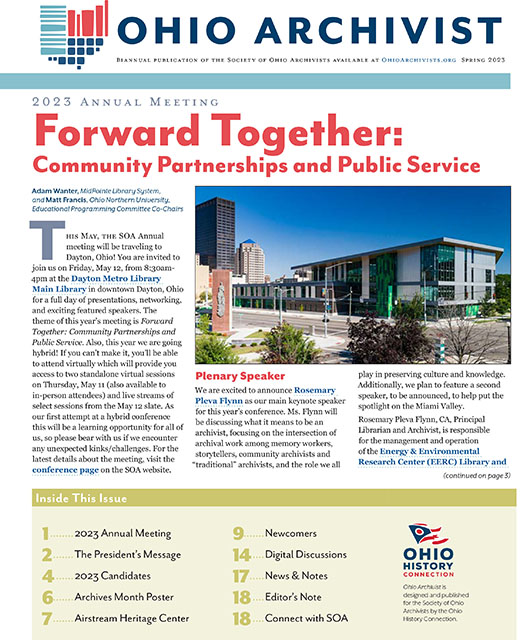 Ohio Archivist Spring 2023 Issue Available | Society of Ohio Archivists